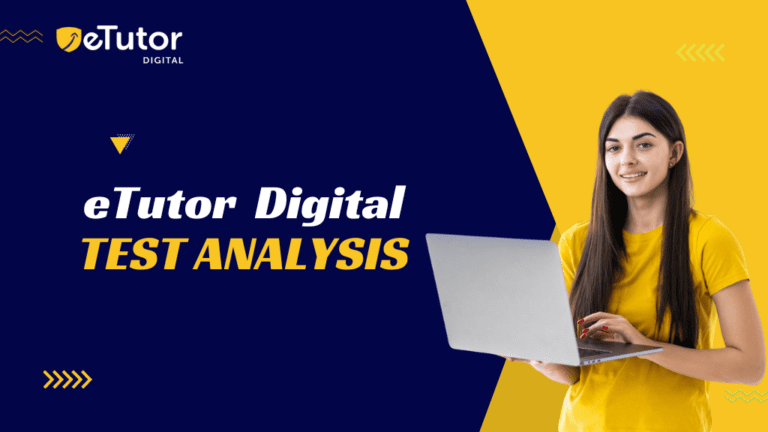 How does the eTutor digital test analysis feature work?